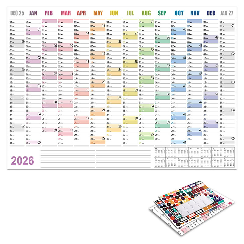 2026 Whole Year Calendar Planner Kawaii Wall Hanging Calendar Yearly ...