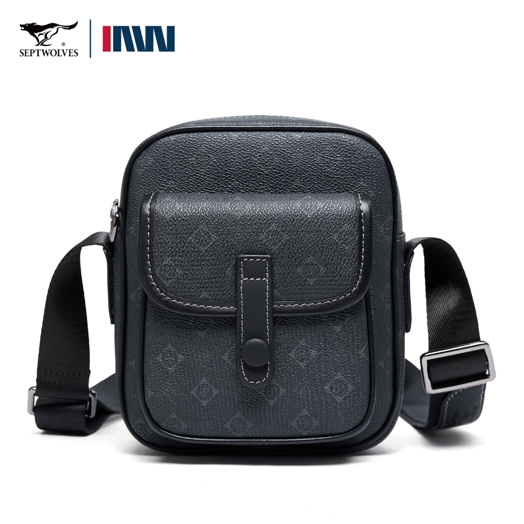 [SEPTWOLVES] Genuine Leather Shoulder Bag Men's New Style Casual ...