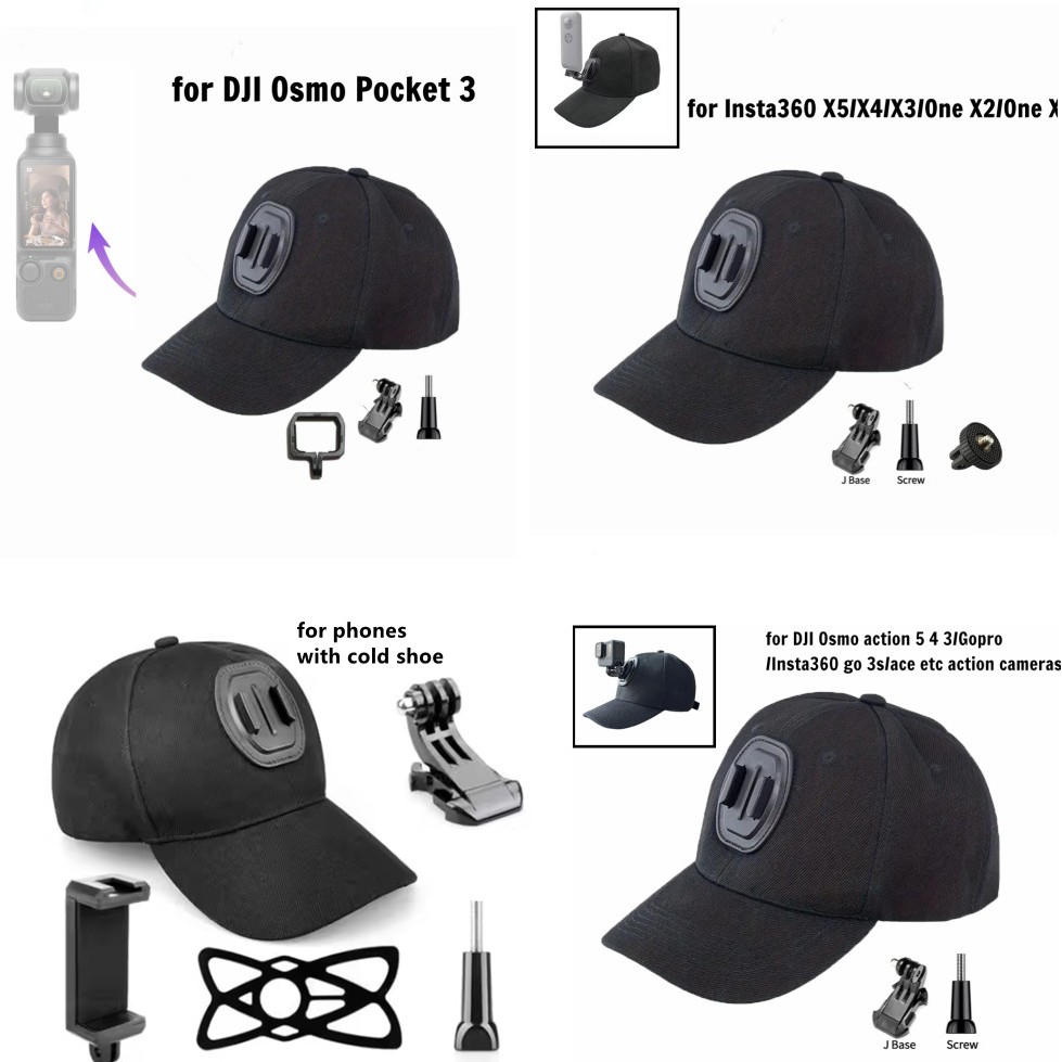 Baseball Cap Hat with Action Cam Mount for Insta360 Go Ultra/X5/X4/X3 ...