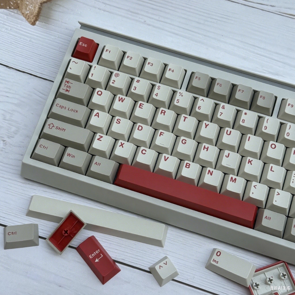 Classic Retro Red Keycap ABS Double Shot for Mechanical Gaming Keyboard ...