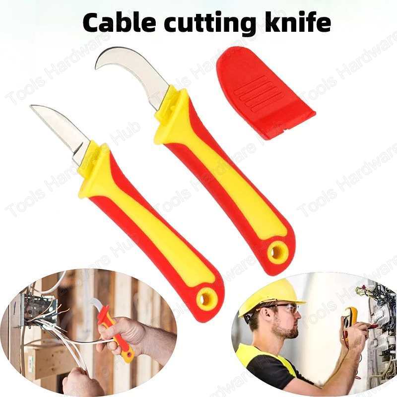 18cm Insulated Cable Stripping Knife Antimagnetic Electrician Wire Cutter/Stripper Tool for Safe ...