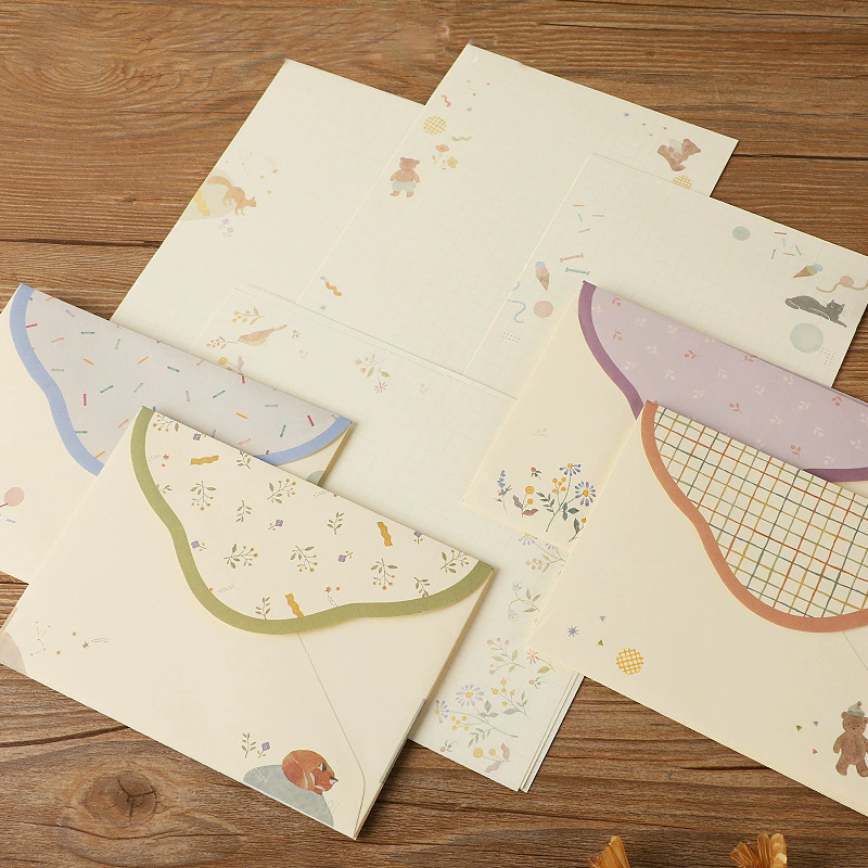 9pcs/set Cute Animals Envelopes with Letter Paper Handwritten Letter ...