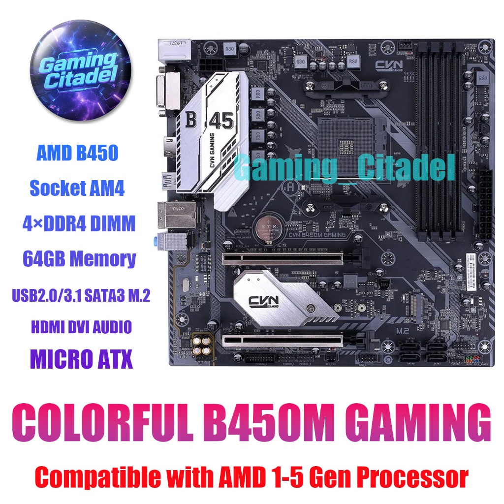 Used COLORFUL B450M Gaming DDR4 MATX Motherboard B450 Chipset AMD AM4 ...