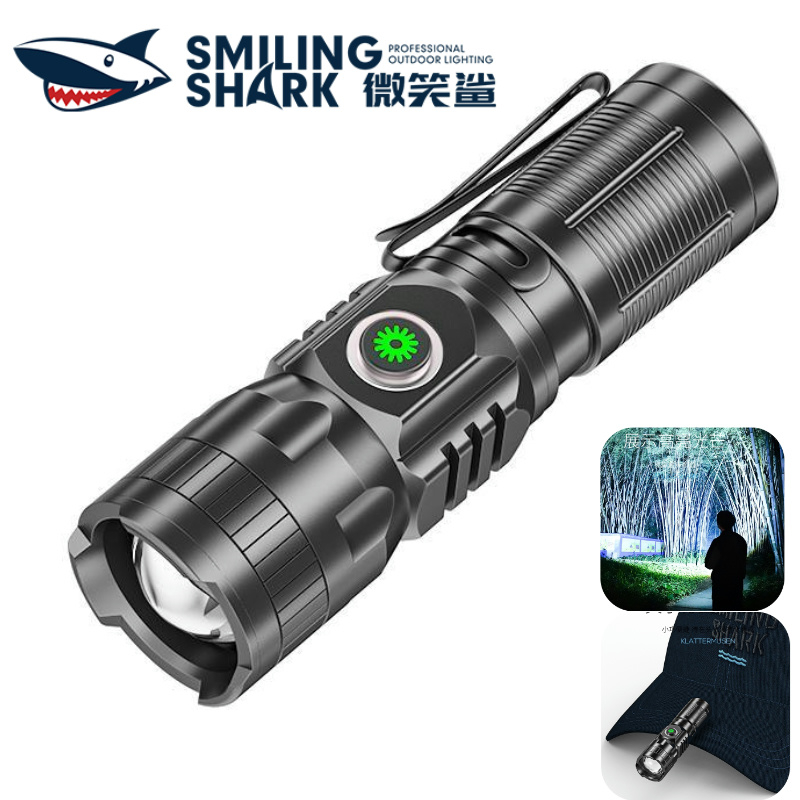 【6000LM】SMILING SHARK LED Mini Flashlight Super Bright M77 Rechargeable ...