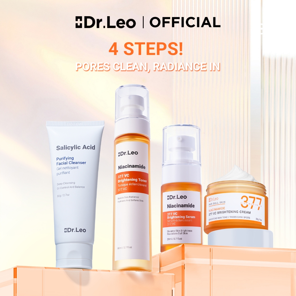 Dr.Leo 4pcs brighting set with Symwhite 377 Dark Spot Moisturizer + 377 VC Whitening toner ...