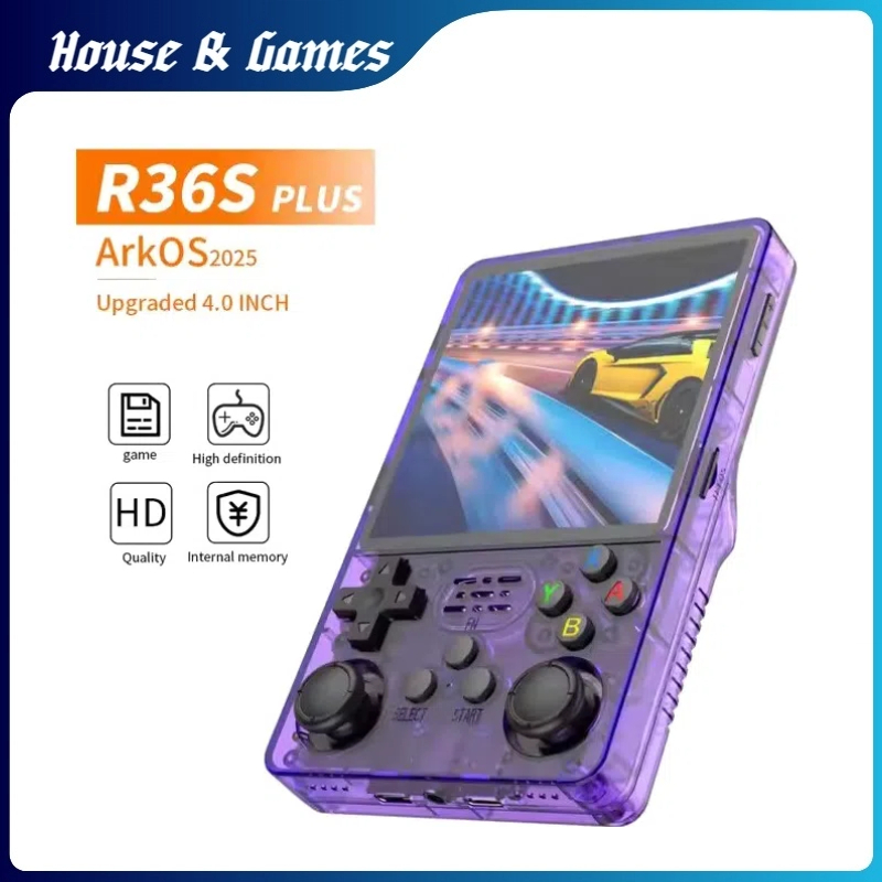 R36s plus Handheld 4.0-Inch HD Large Screen Portable Retro Arcade ...