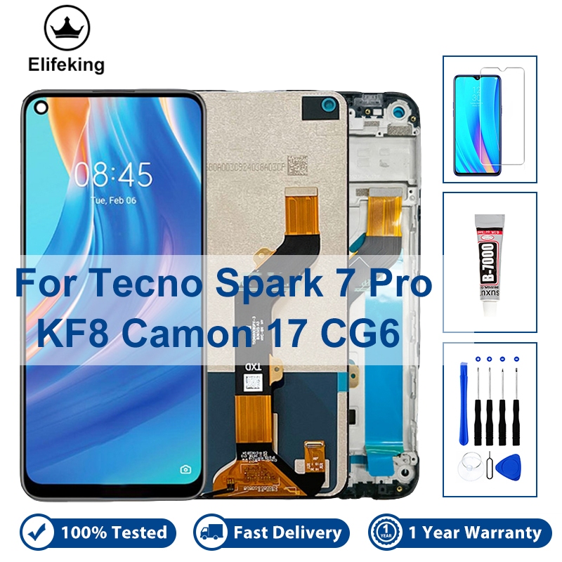 6.6" LCD For Tecno Spark 7 Pro KF8 Camon 17 CG6 Display Touch Screen ...