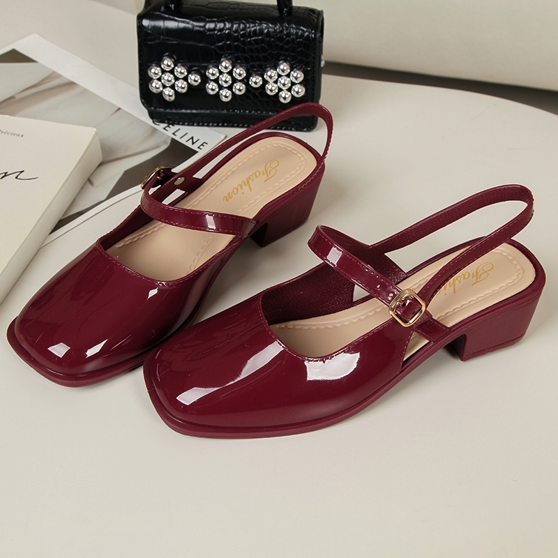 【ROSIE】New Style Square-Toed Patent Leather Sandals for Women with ...