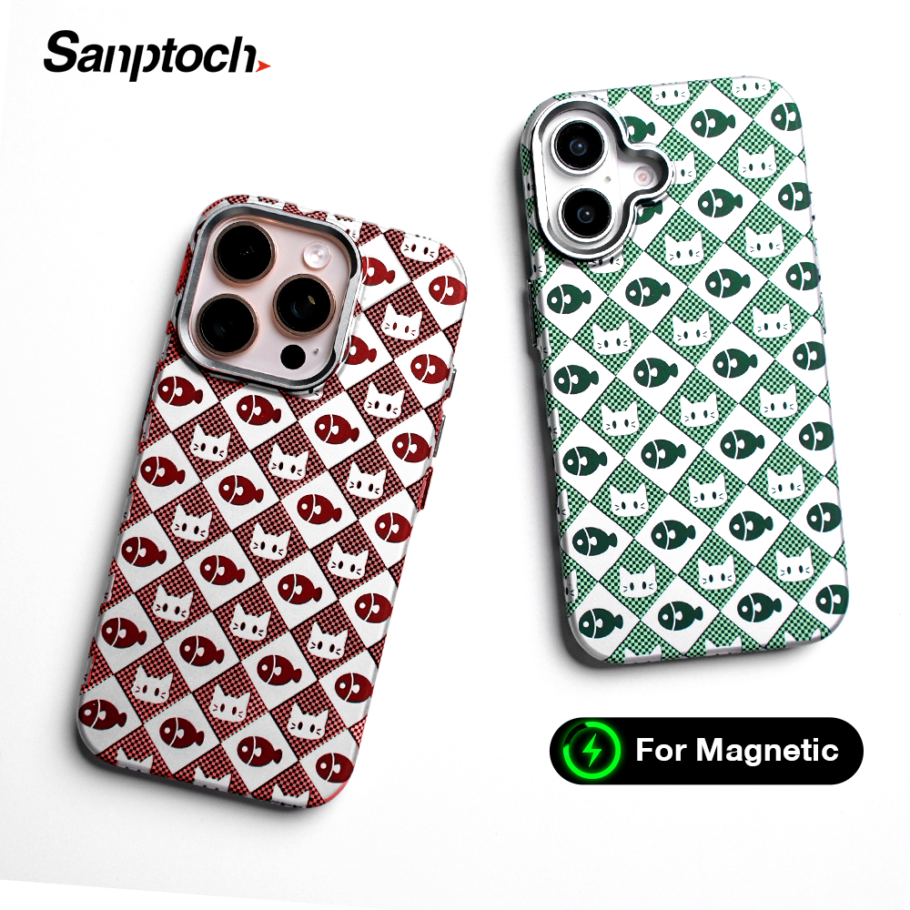 Sanptoch For Magnetic Catoon Cat & Fish Pattern Phone Case For iPhone ...