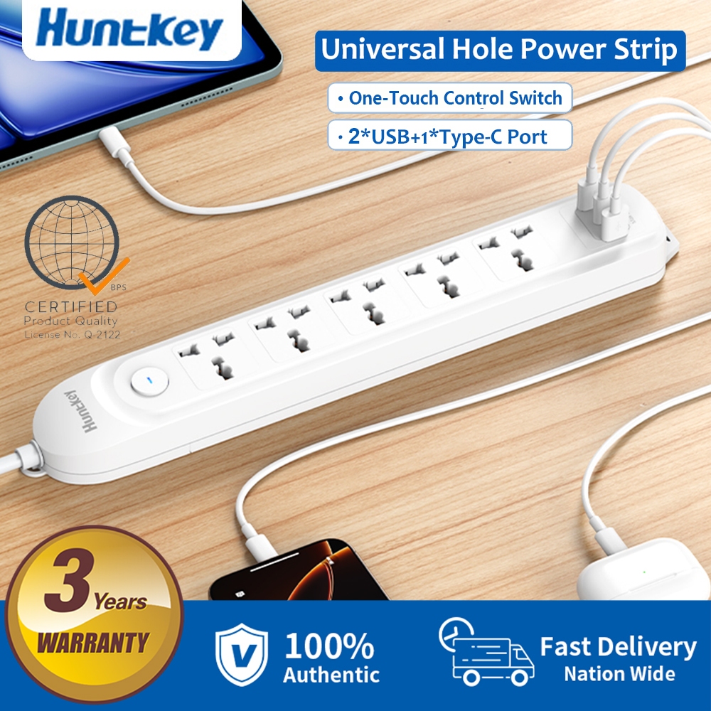 HUNTKEY Surge Protector Extension Cord with USB Port, Power Strip with ...