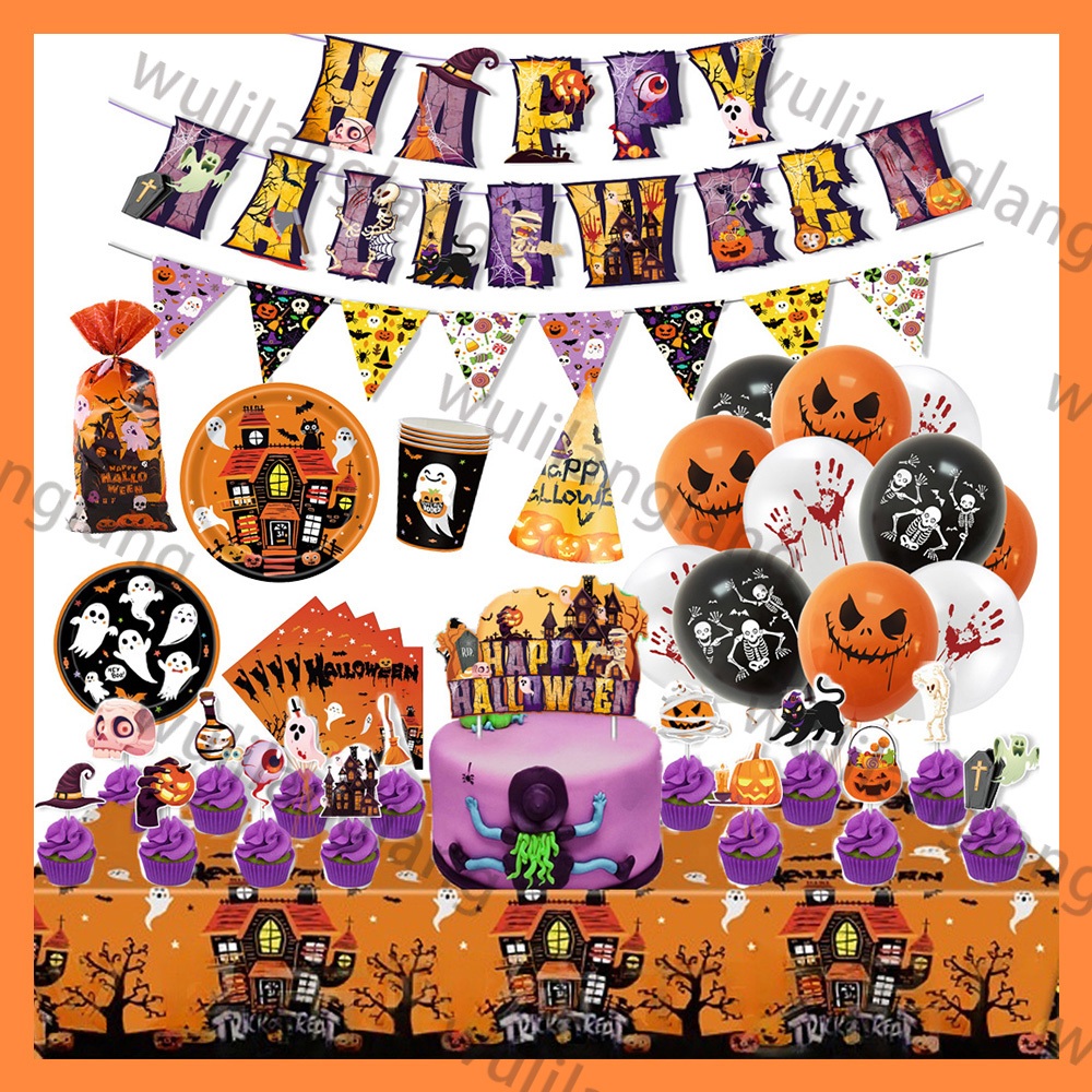 New orange Halloween banner balloon set orange Halloween theme ...