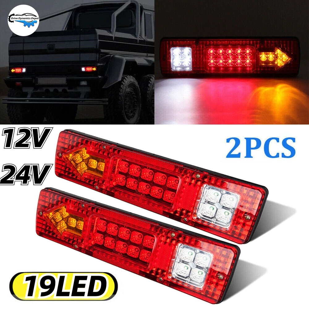 2Pcs 12V 24V 19LED Car Truck Lorry Brake Light Stop Turn Rear Tail ...