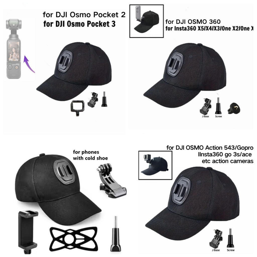 Baseball Cap Hat Holder Mount Bracket for GoPro Hero/DJI Osmo 360 ...
