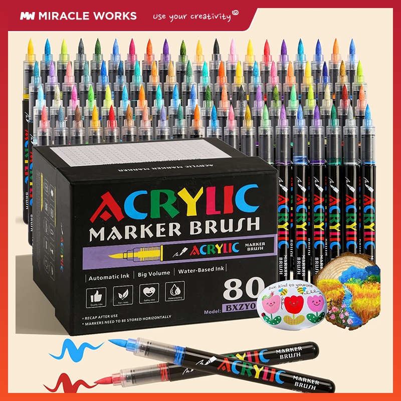 Direct Liquid Acrylic Marker Pen Set Brush Tip Markers with Automatic ...