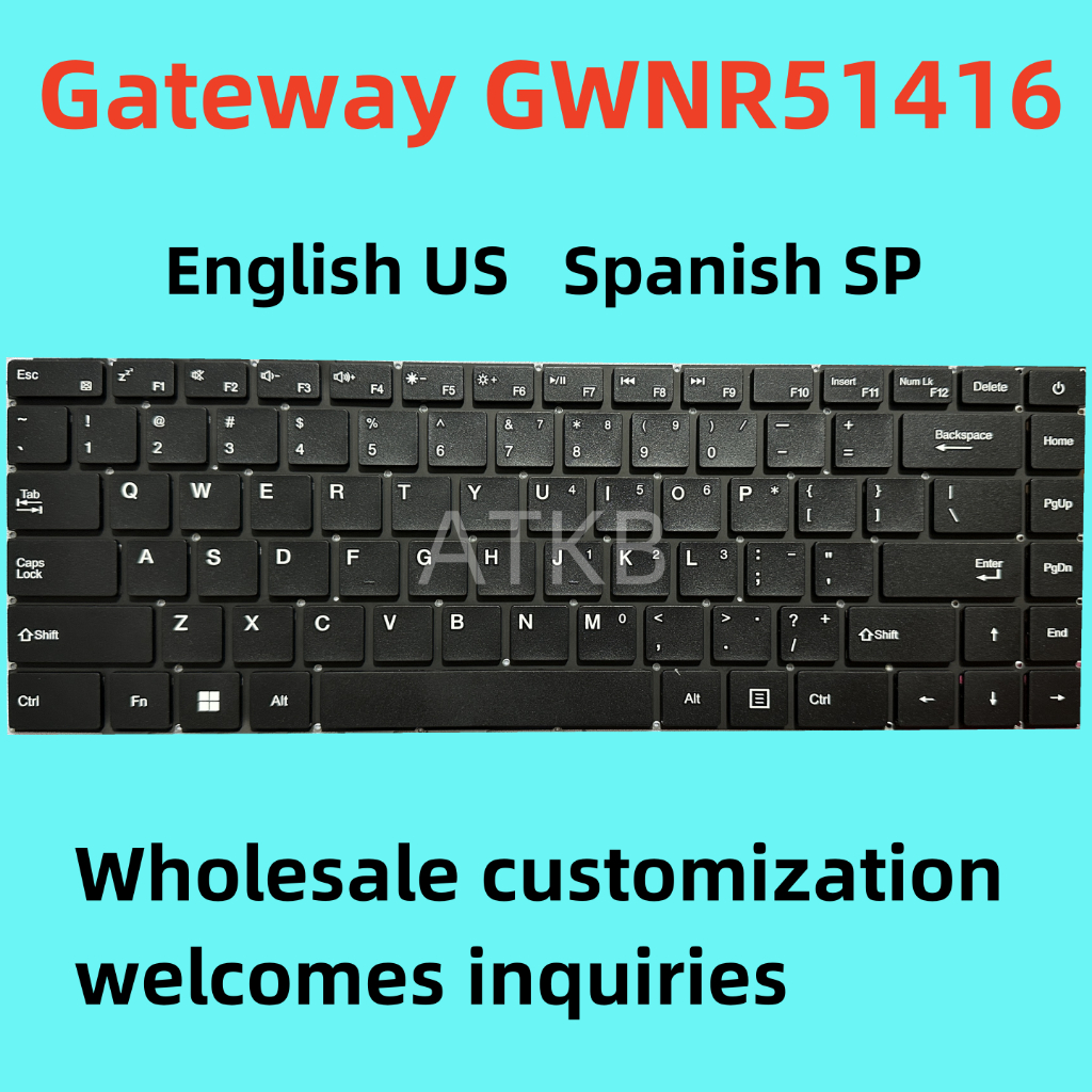 Laptop NO Backlit Keyboard For Gateway GWNR51416 GWNR51416-BK GWNR51416 ...