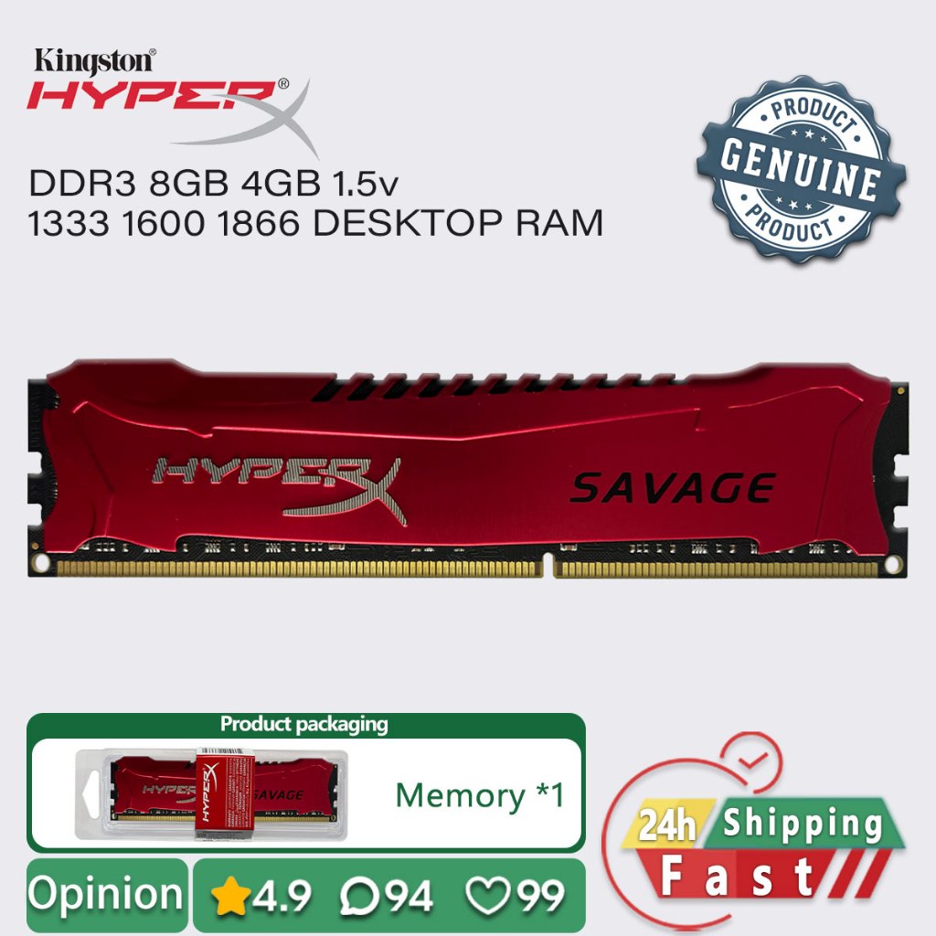 Kingston HYPERX 4gb 8gb ddr3 1333 1600 1866 desktop memory SAVAGE udimm ram pc3 | Shopee Philippines