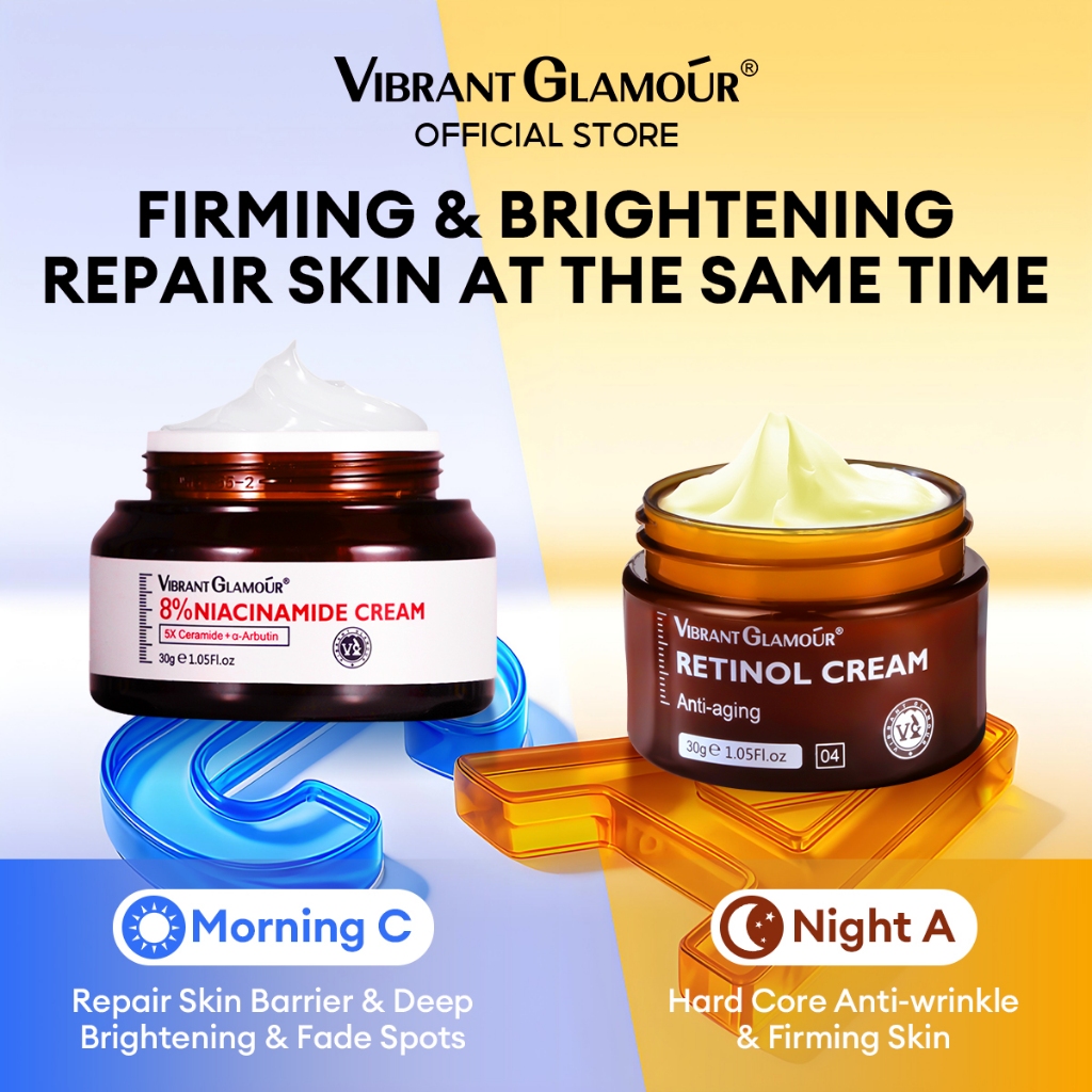 VIBRANT GLAMOUR 【Morning & Night Advanced Cream Set】 Niacinamide ...