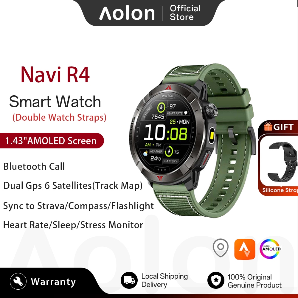 Aolon NAVI R4 Smart Watch GPS Dual-frequency 6 Satellites Compass ...