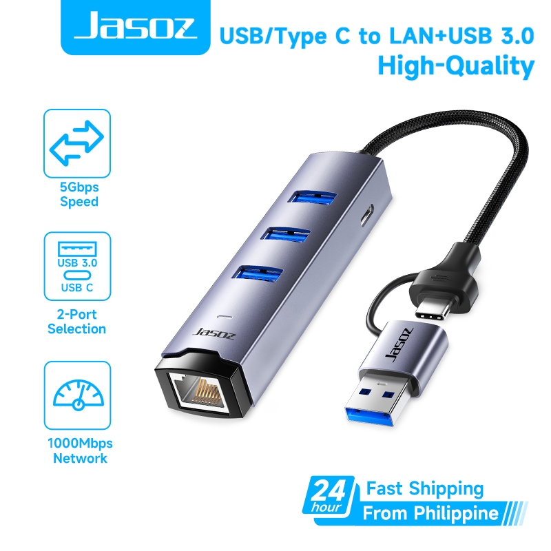 Jasoz USB HUB for laptop USB3.0 Hub To Rj45 Ethernet Network Adapter ...