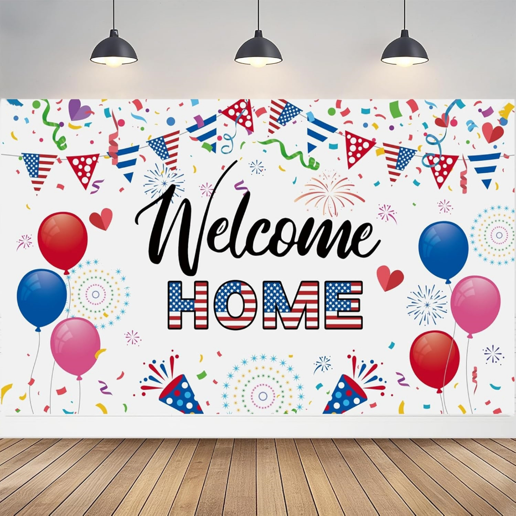 5x3ft Welcome Home Photography Backdrop White Welcome Home Banner ...
