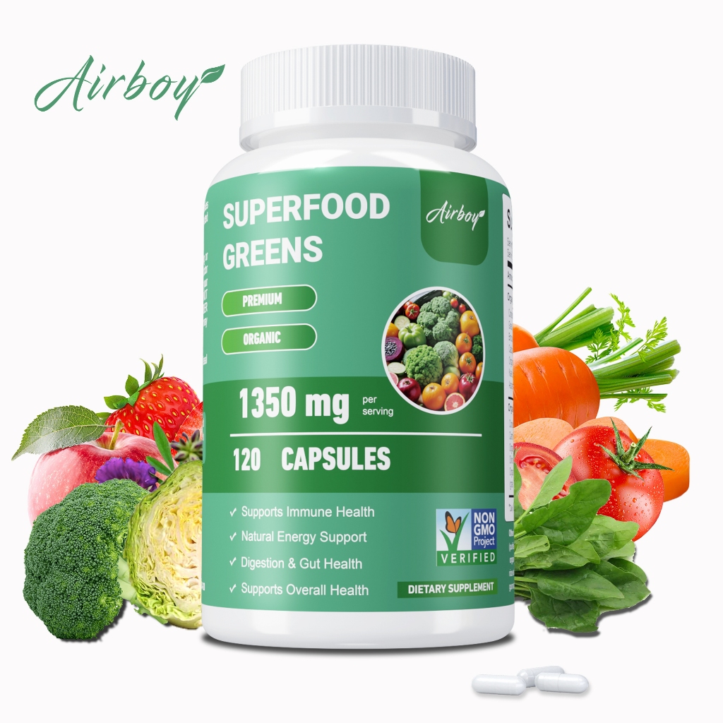 Organic Super Greens Superfood Fruit and Vegetable Supplement - with ...