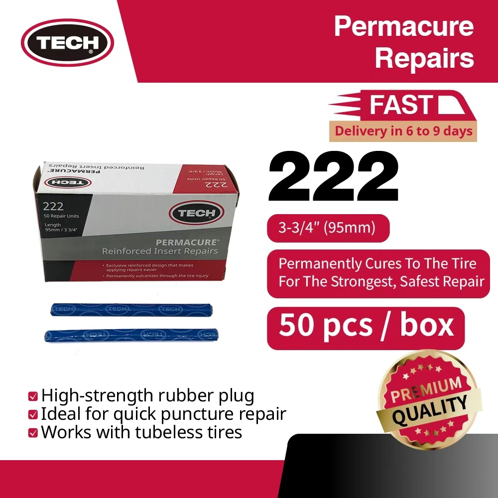 TECH PERMACURE Tubeless Repair String 222 REPAIR 3-3/4” (95mm)50 units ...