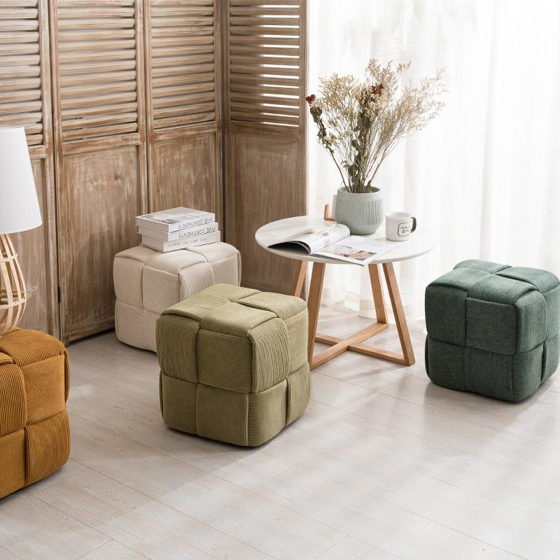 Square Ottoman Chair Upholstered Stool Household Shoe Changing Stool ...