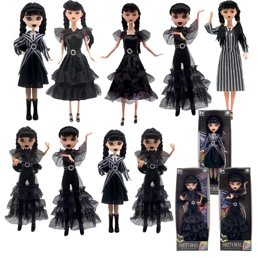 Wednesday Addams Action Figure Toys Gothic Doll + School Uniform ...