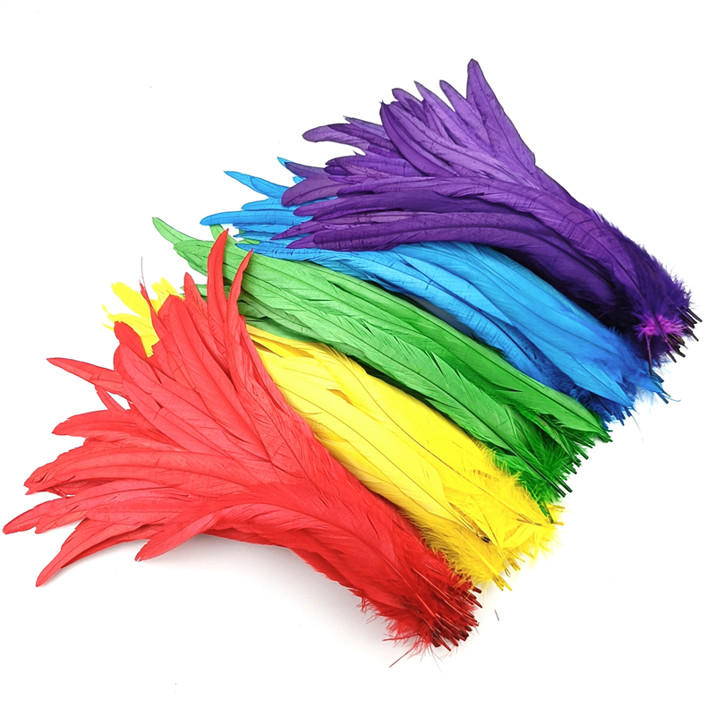 20Pcs Colorful Rooster Tail Feathers Carnival Accessories Hair ...