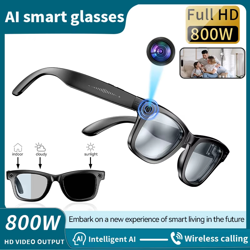 2025 New 8MP Camera Glasses Men Color-Changing AI Smart Bluetooth ...