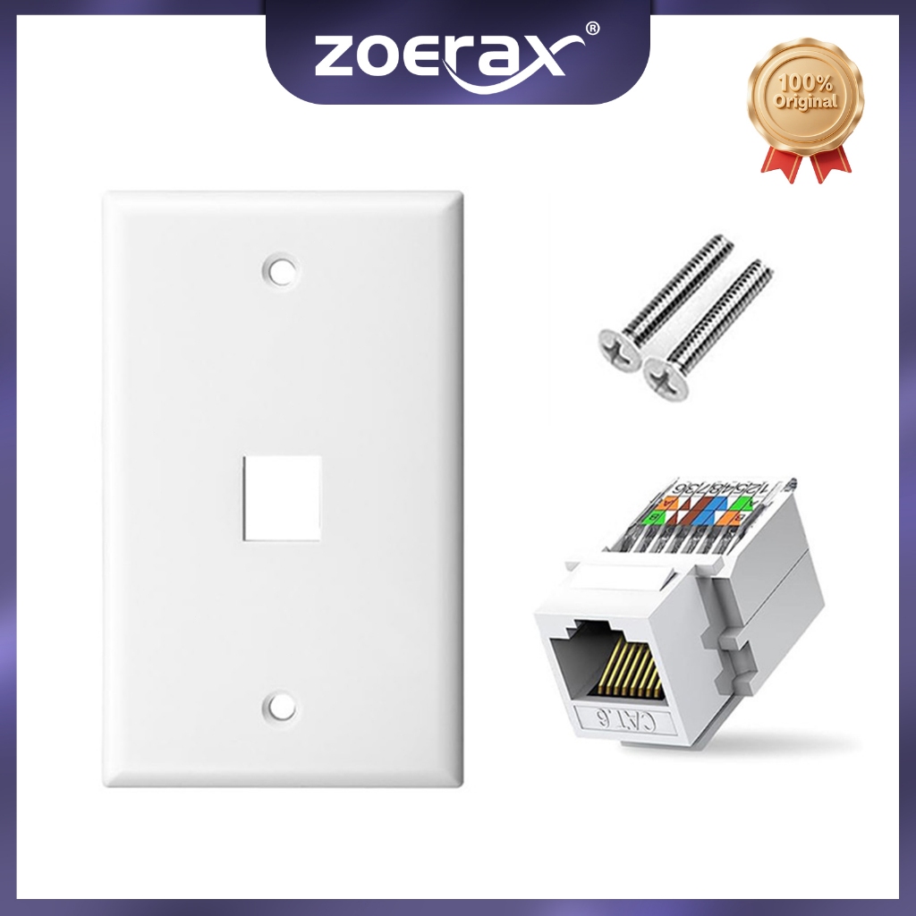 ZoeRax Cat6 Ethernet Keystone Wall Plate,RJ45 Wall Plate,Includes RJ45 ...