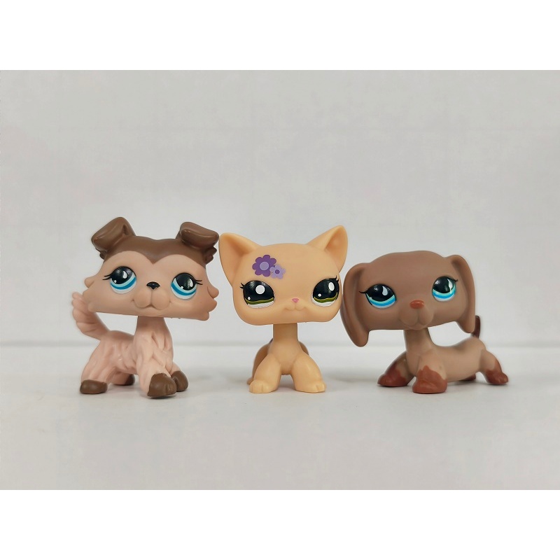 3pcs/lot LPS Figure Yellow Cat Brown Dog #893#1962 Littlest Pet Shop ...