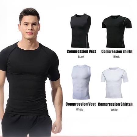 Men'S Sports Pro Combat Compression Tights T-Shirts Short Sleeves ...