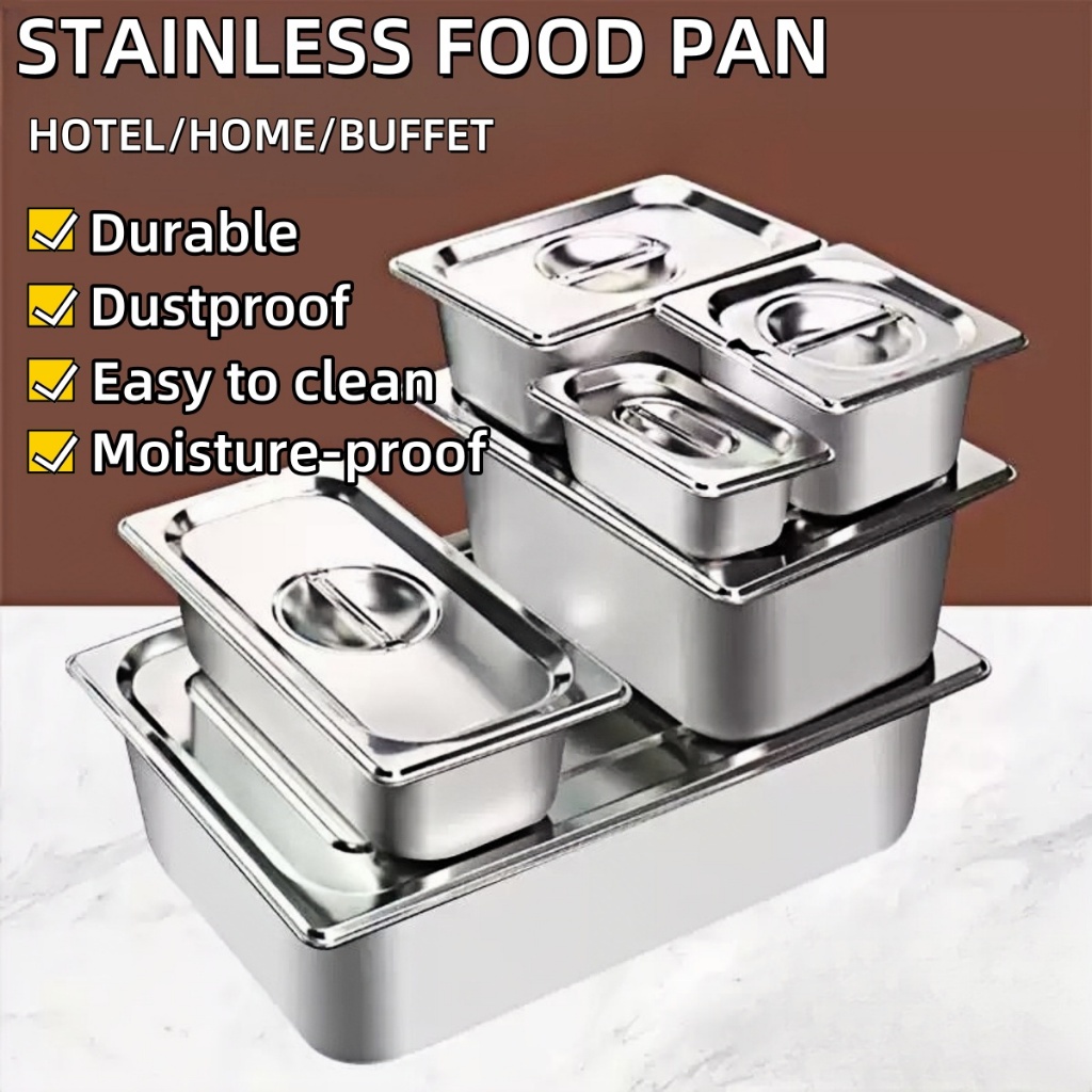 304 Stainless Steel Buffet Tray with Lid Catering Food Tray Set Buffet ...