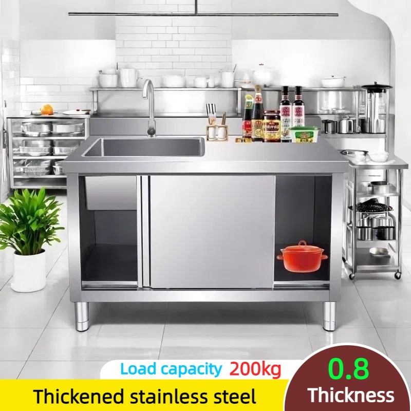 Stainless Steel Kitchen Sink With Cabinet Set Sideboard Cabinet Counter ...
