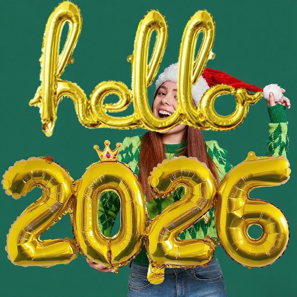 Conjoined Letter Hello 2026 Digital Air Balloons 2026 New Year Party ...