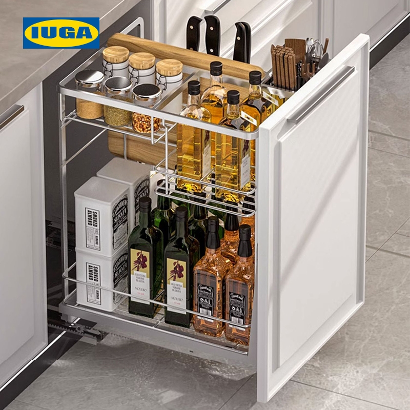 IUGA Pull Out Basket Kitchen Organizer Pull Out Cabinet Condiment Rack ...