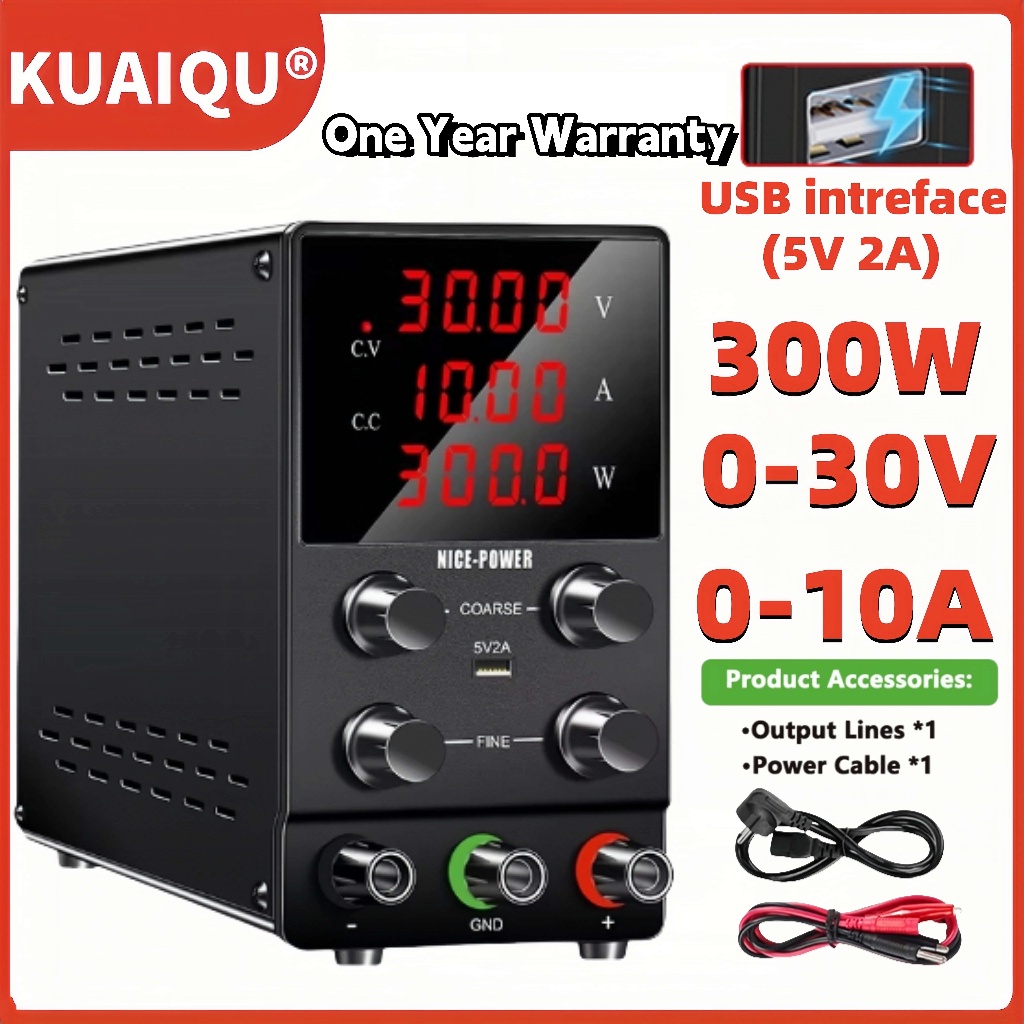 KUAIQU 30V 10A Bench Lab Regulator Power Supply Adjustable Voltage ...