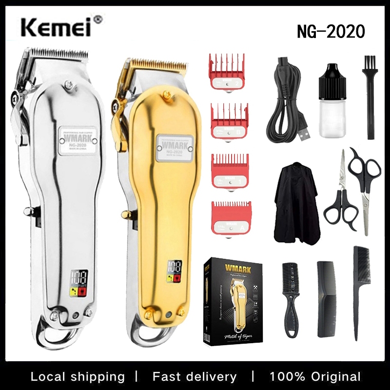 Wmark NG-2020B/NG Cordless 7000RPM Metal Hair Clipper with LCD Display ...