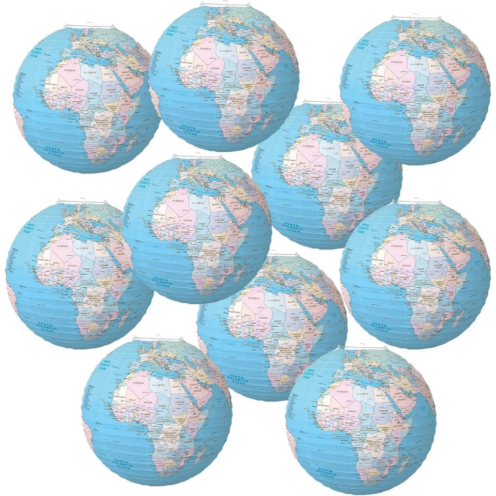 1 Pieces World Map Paper Lanterns 10 Inch Paper Globes Lanterns Map ...