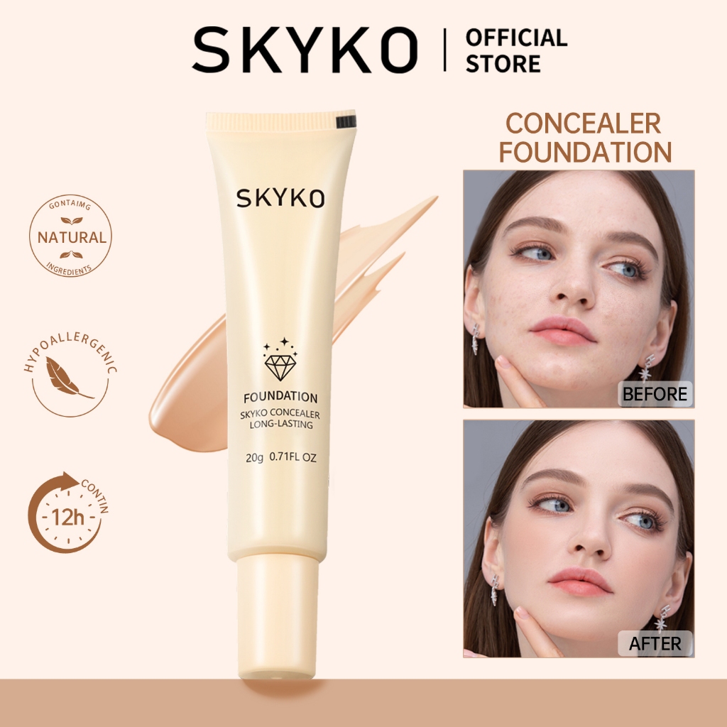 SKYKO Matte Foundation Waterproof Longlasting Full Cover 20g 6 Colors ...