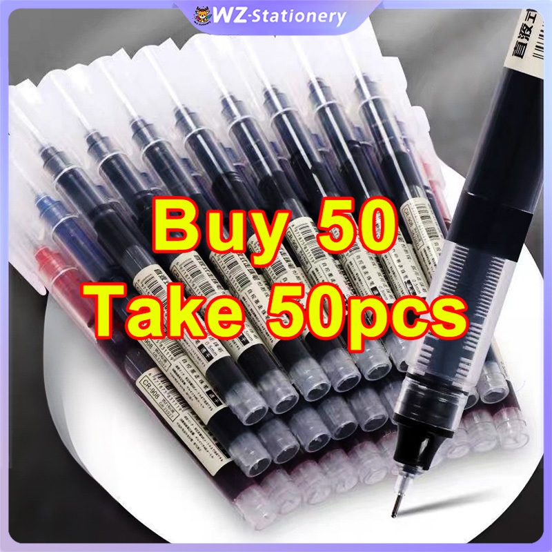 100pcs Straight Liquid Gel Pen 0.5mm Rollerball Quick Dry Neutral Pen ...