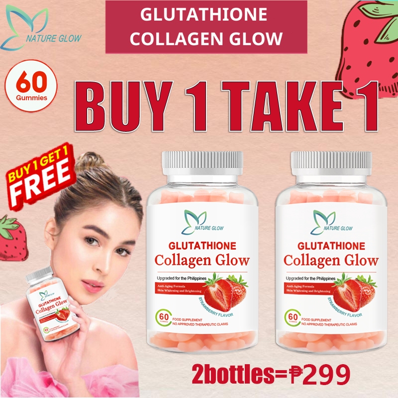 NATURE GLOW Glutathione Collagen Glow Original Gummies Whitening Anti ...