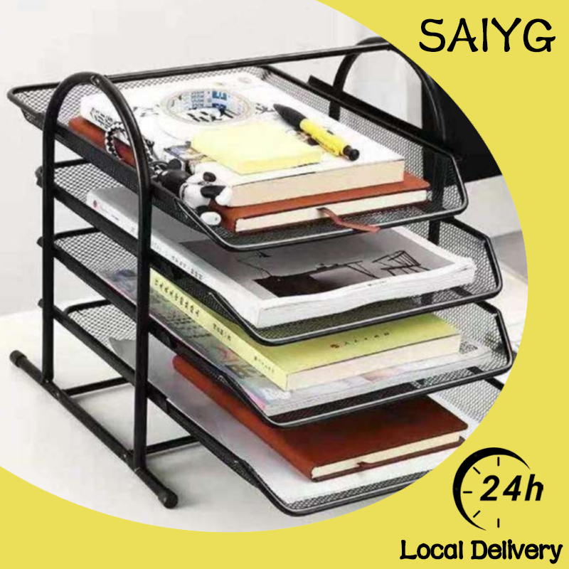 SAIYG 3-4 Layer Desk File Organizer Document Paper Tray, Magazine Case ...