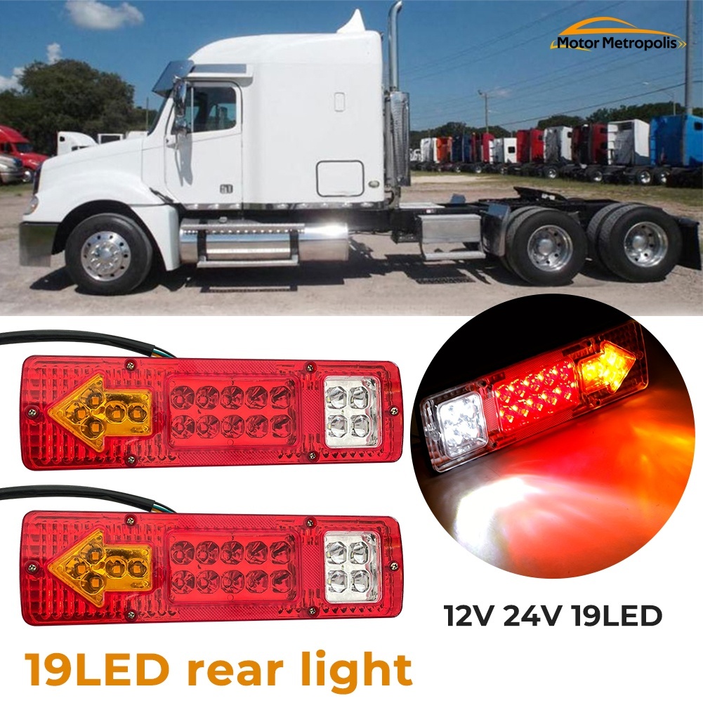 2pc 12V 24V 19LED Rear Tail Stop Light Car Truck Lorry Brake Light Stop ...