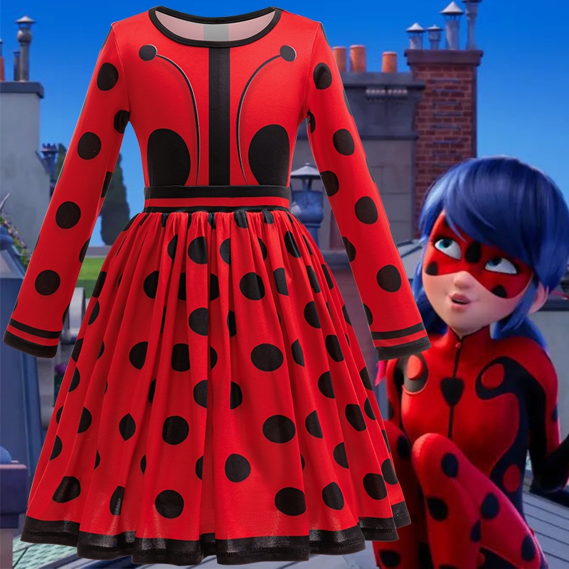 Girl Dress Ladybug Cosplay Costume Birthday Party Princess Dress Stage ...