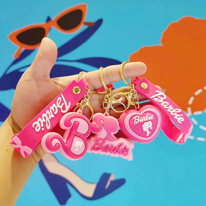 [Eruding] Pink Barbie Key Chain Cartoon Letter Pendant Love Key Ring ...