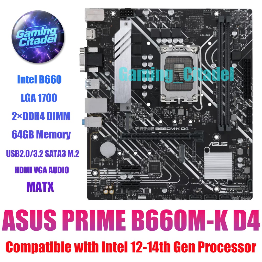 Used ASUS B660M-K DDR4 MATX Motherboard LGA 1700 Compatible with Intel ...