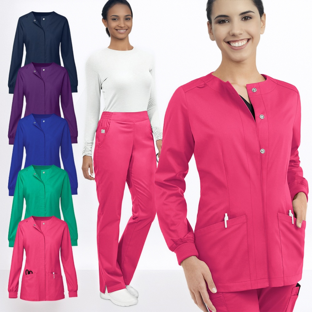 Gooduniform Unisex Long-Sleeve Patient Care Uniform Set | Snap-Front ...