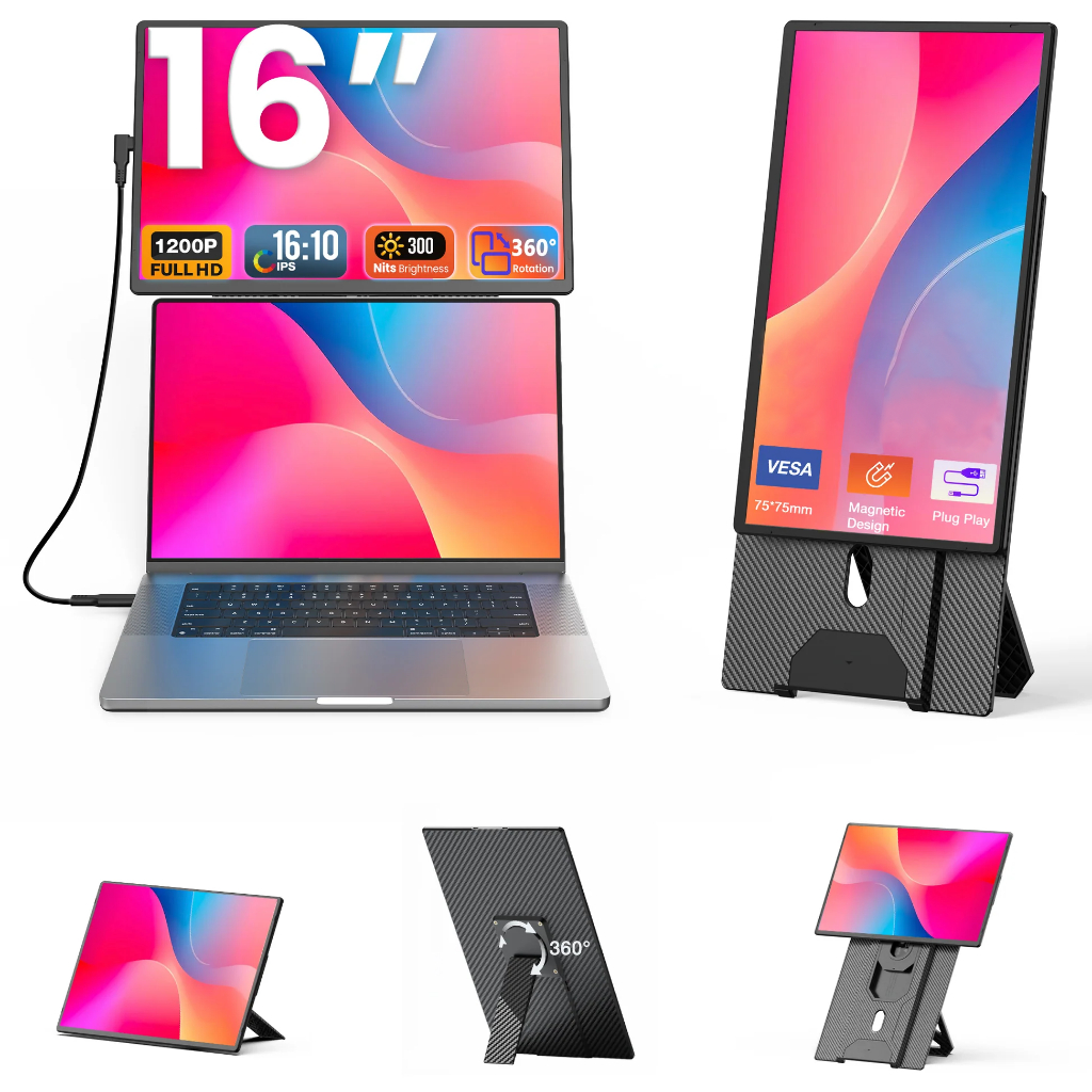 Laptop Screen Extender Monitor Portable - 16.1'' FHD 1200P Portable ...